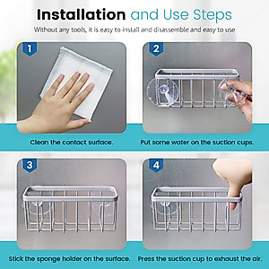 Sponge Holder for Kitchen Sink, Kitchen Sink Sponge Holder, Kitchen Sink Caddy,Dish Sponge Holder by HLOOL (Silver）