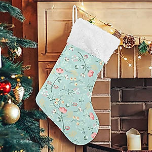 Kigai Christmas Stockings Retro Floral Pattern Large Candy Stockings Stuffers Kids Cute Xmas Sock Decorations 1PC for Home Holiday Party 12" x18"