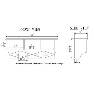 Alaterre Furniture Renew Reclaimed Wood Wall Mounted Coat Hook with 3 Storage Cubbies, Natural,Brown