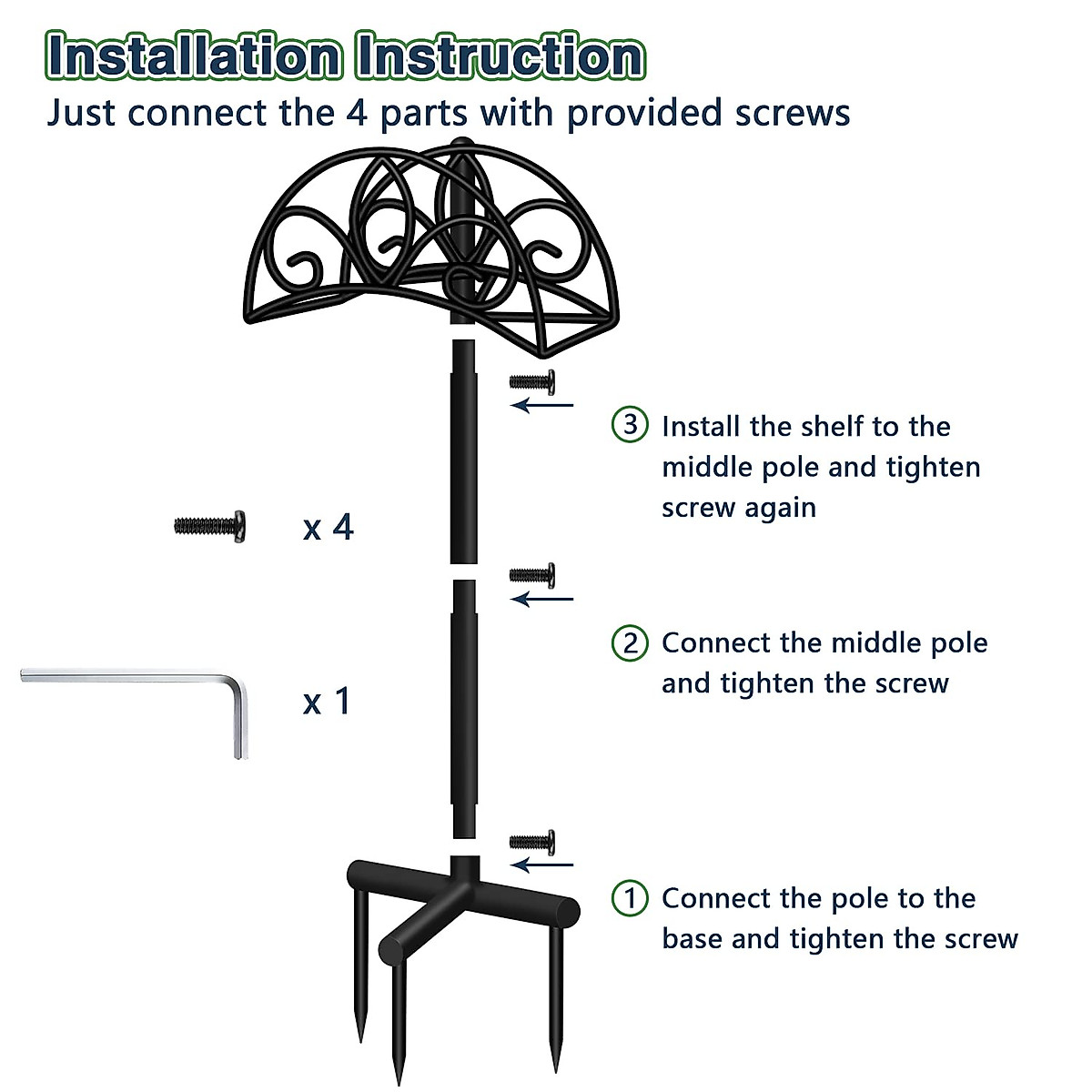 GARDRIT Garden Hose Holder, Black, Detachable, Easy Assembly, Rust Resistant