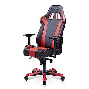 DXRacer OH/TS29 for Big & Tall, Ergonomic Home Office Armchair Comfortable Desk Recliner High Backrest Computer Seat | Height Swivel, 4D Armrest and Premium PU Leather, Max, Black and Red