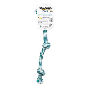 Mammoth Flossy Chews Extra Fresh 3 Knot Tug - Premium Cotton-Poly Yarn with Dental Floss Tug Toy for Dogs - Interactive Dog Rope Toy 20” - 2 Pack