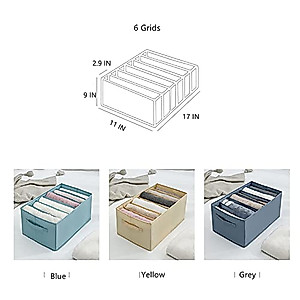 MAIYA TOWN Wardrobe Clothes Organizer for Folded Clothes with Handle, Jeans Sweater Organizer for Closet Drawer Organizers for Clothing Pants T-shirt Kids Clothes (7 Grids Blue), Grey (BAC12)