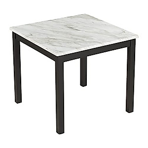 Bellemave 5-Piece Counter Height Dining Table Set Kitchen Table Set with 1 Faux Marble Dining Table and 4 Upholstered-Seat Chairs Square Dining Room Set of 4 for Kitchen, Dining Room (Grey)