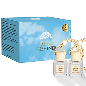 HoogaLife Car Air Freshener Diffuser 2 Pack Hanging Air Freshener Diffuser - Vanilla Cream Fragrance Oil Air Diffuser for Car, 45+ Days Long Lasting Fragrance Made in USA Car Air Fresheners