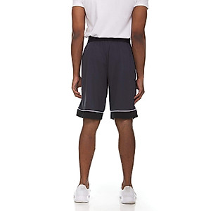 Spalding Mens Heat Performance Basketball Shorts with 10" Inseam, Gravel/Black, S