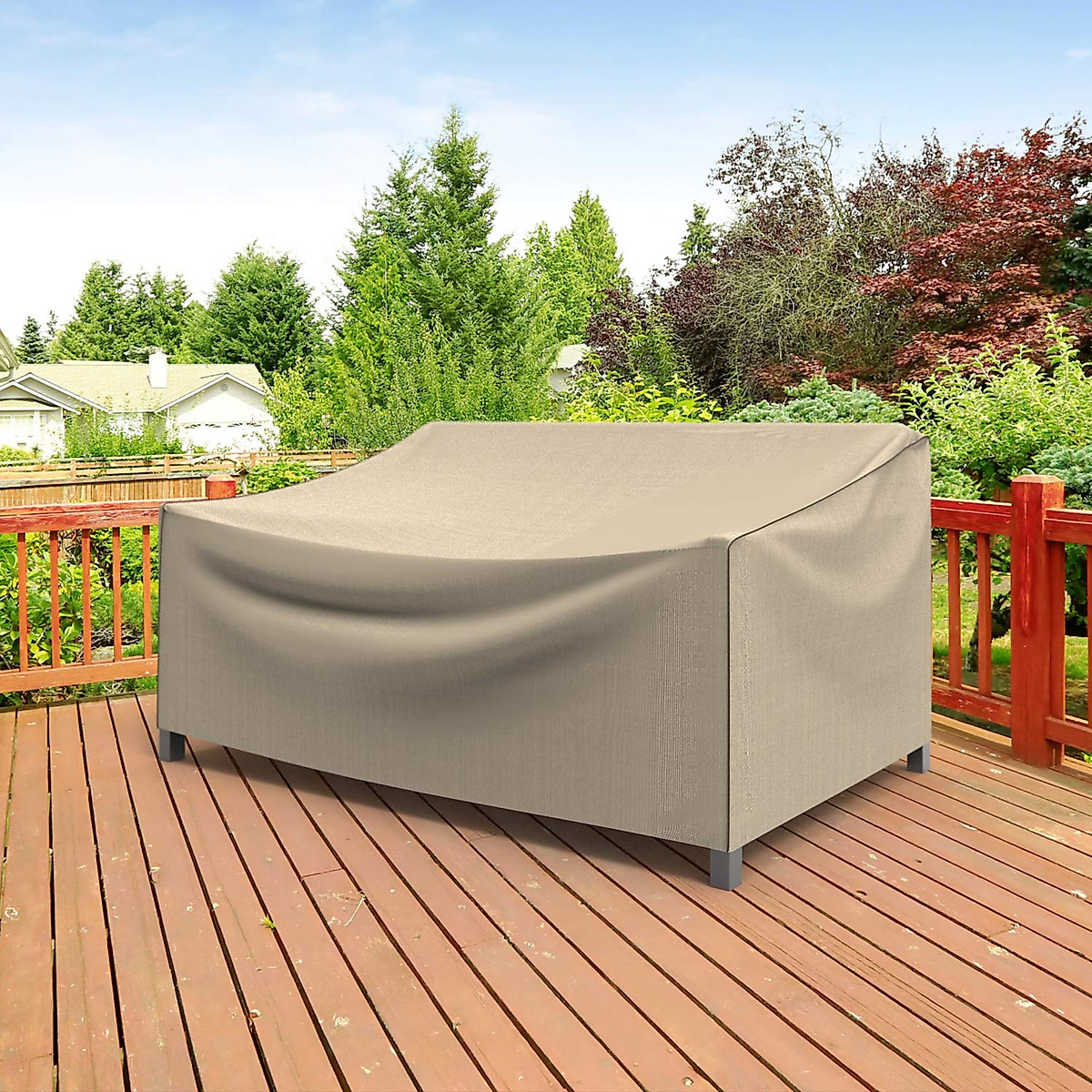 Budge NeverWet Mojave Patio Loveseat Cover, Black Ivory, Small