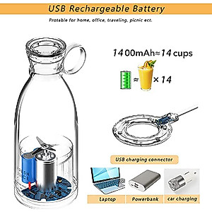 DeFyned Personal Travel Blender for Fresh Juice, Smoothies and Shakes, Portable Size Blender, Wireless Charging USB Blender (Black)