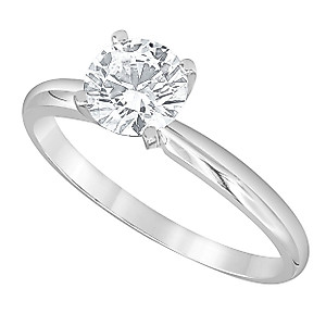 Beyond Brilliance 0.50 Carat Round Cut Solitaire Lab Grown Diamond Engagement Ring for Women (VS-SI) 14K White Gold Fine Jewelry, Gift Box Included (Size 8)