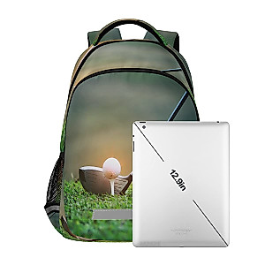 Golf Ball Sport Grass Backpack School Bookbag Laptop Purse Casual Daypack for Teen Girls Women Boys Men College Travel