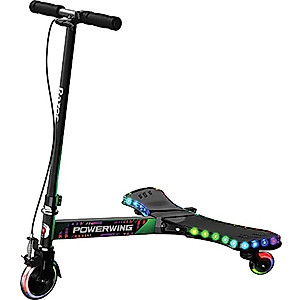 Razor PowerWing Lightshow Caster Scooter for Kids Ages 6+ – Multi-Color LED Lights with 5 Animated Light Modes, Inclined Casters for Drifting and Spinning, for Riders up to 143 lbs