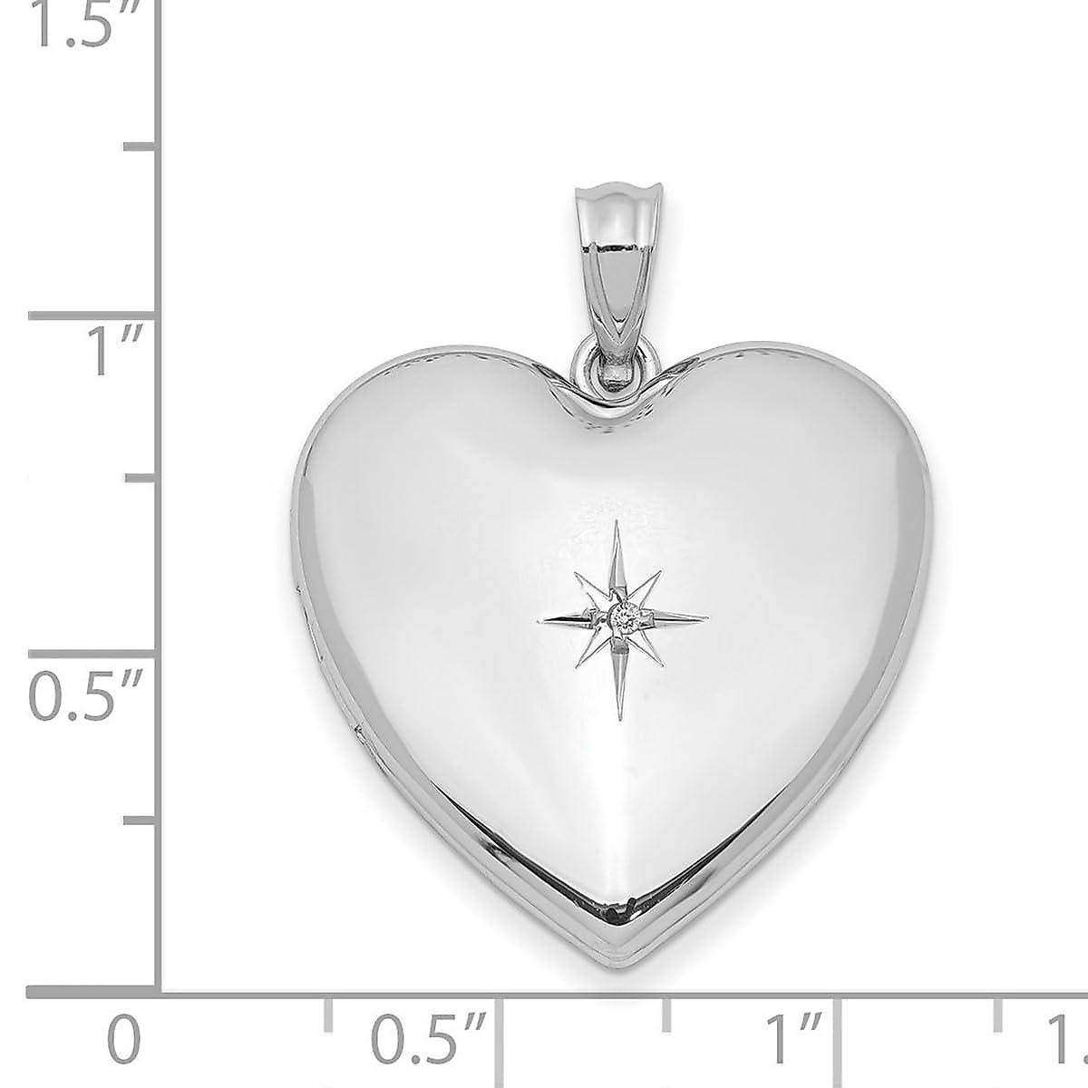 925 Sterling Silver Engravable Polished back Holds 2 photos 24mm With Diamond Star Design Love Heart Family Locket Jewelry for Women