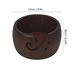 SHIDOW Wood Yarn Bowl,Handmade Knitting Bowl Wool Holder, Crochet Accessories Yarn Holder for Knitters, for Mom Gift (Brown).
