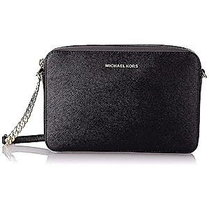 Michael Kors Women's Jet Set Crossbody Leather Bag, Black, Large