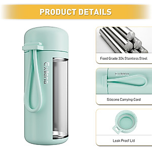 Exllena Mini Water Bottle 5oz, Small Insulated Water Bottle for Hot&Cold Drinks, Small Thermos with Carry Handle - 100% Leakproof Perfect for School, Travel...(Mint)