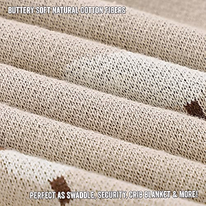 Bleu La La - Knit Baby Swaddler Blanket - 100% Cotton Soft Cozy Lightweight Unisex Receiving Swaddle Crib Stroller Quilt Blanket for Shower Gift Registry for Newborns Infants Toddlers (Sheep - Khaki)