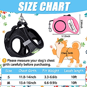 6 Pcs Small Dog Harness with Retractable Leash and Bowknot Pet Collar Set Soft Mesh Padded Vest Harness 10 FT Pet Walking Leash with Anti Slip Handle Adjustable Puppy Collar for Dog Cat (M)