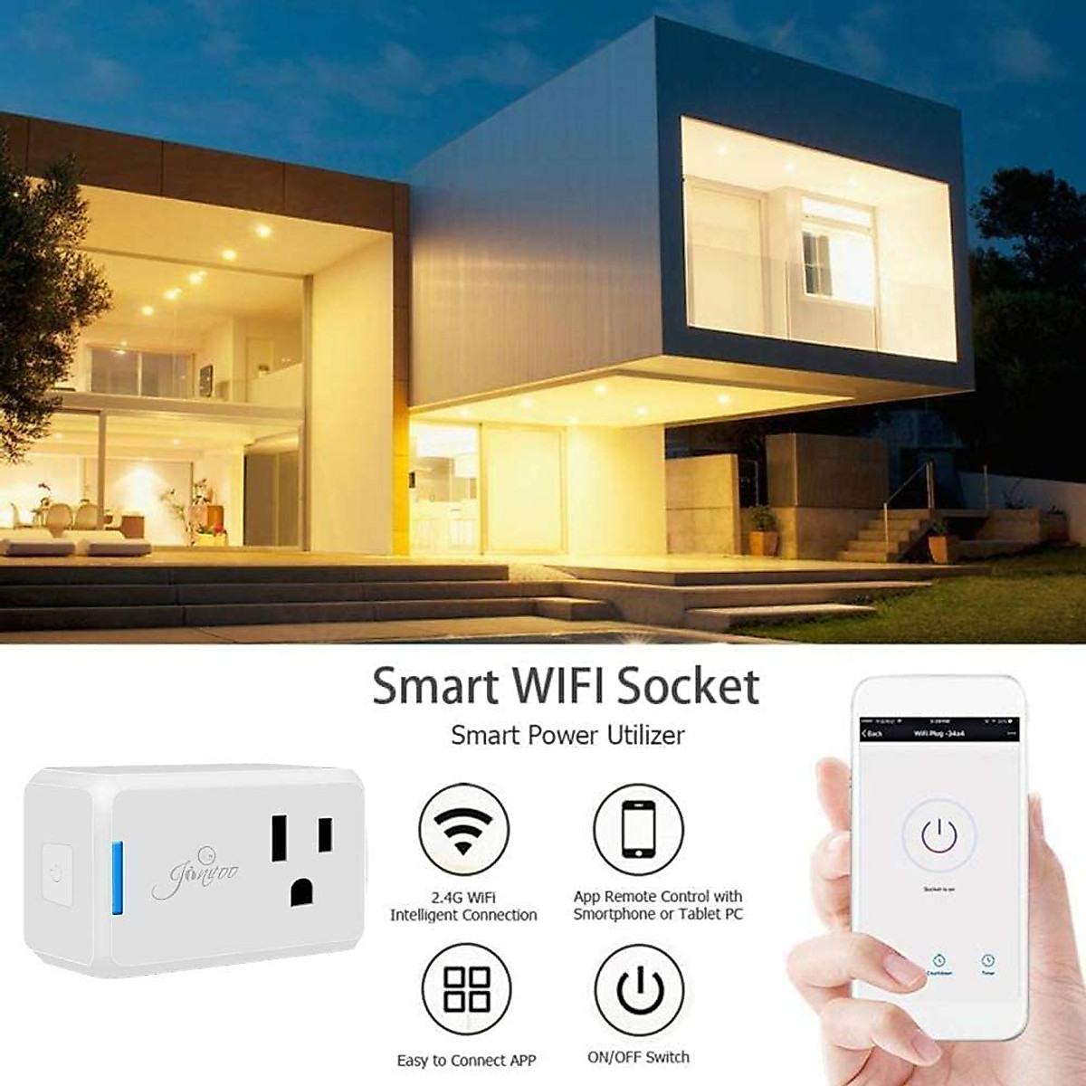 WiFi Smart Plug cETL Listed FCC Certified, Wi-Fi Outlet Compatible with Alexa, Echo and Google Home &IFTTT, No Hub Required, Remote Control,