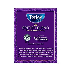 Tetley British Blend Premium Black Tea, 320 Tea Bags, Rainforest Alliance Certified, 320 Count (Pack of 1)