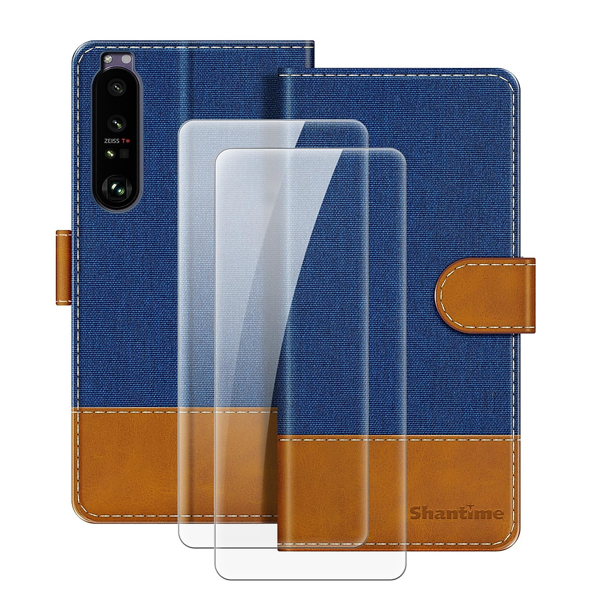 MILEGAO Leather Case for Sony Xperia 1 III Magnetic Phone Case with Wallet and Card Slot + [2 Pack] Tempered Glass Screen Protector for Sony Xperia 1 III SOG03 (6.5”)