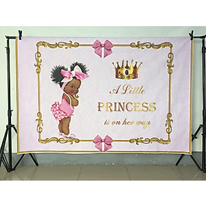 Mocsicka Mehofoto Royal Baby Shower Backdrop Little Princess Pink Bow Photography Background 7x5ft Vinyl Royal Pink Girl's Baby Shower Party Banner Backdrops