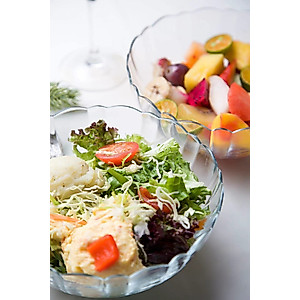 NiLor Salad Glasses Bowls Set of 2 Clear Glass Bowls, Fruit Bowls, Soup Bowls, Vegetable Bowls, Serving Bowls, Pasta Bowls Candy Bowl Fruit Bowl for Kitchen and Home Dining - 21 Ounce