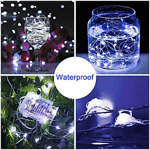 Blingstar 2 Pack 33ft 100 LED USB and Battery Operated Christmas Lights with Remote Control Timer 8 Modes Firefly Lights Cool White Fairy String Lights for Bedroom Wedding Decor