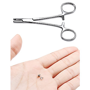 Vsnnsns 316L Surgical Stainless Steel 3MM Dermal Anchor Piercing Clamps Forceps Pliers with 3mm Internally Threaded G23 Solid Titanium Ball CZ Dermal Anchor Piercing Jewelry Kit Tools
