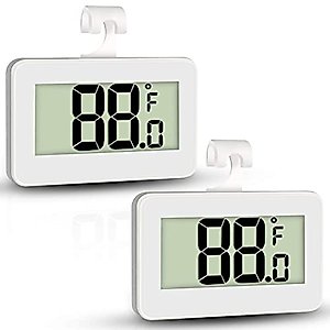Mini Fridge Hanging Thermometer for Refrigerator Wireless with Magnet 2 Pack Digital Temperature Read