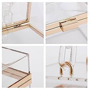 WJCD Cute Clear Acrylic Plastic Neon Hard Frame Party Clutch Purse with Gold Chain Strap (Transparent)