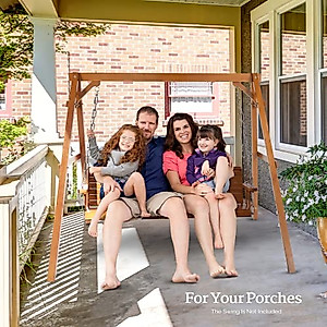 VINGLI Heavy Duty 660 LBS Wooden Swing Frame with Extra Bottom Connection Board, Upgraded A-Frame Porch Swing Bench Stand for Indoor & Outdoor