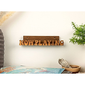 Off The Deep Trend Now Playing Vinyl Record Stand - Display Wall Mount Solid Wood Album Shelf Bracket Hanging Storage LP Holder Retro Gift for Music Lovers Player Accessory