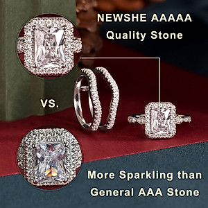 Newshe 2.78Ct Wedding Band Bridal Ring Enhancer Engagement Ring Set for Women 925 Sterling Silver Radiant White Gold 5A Cz Size 5-10 (A Radiant-White, 7)