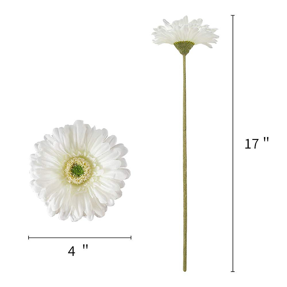 Flovewer 17 Inch Tall 7 Pcs Gerber Daisy Artificial Flower Bouquet Fake Silk Flowers for Handwork Wedding Party Home Garden Decoration(White)
