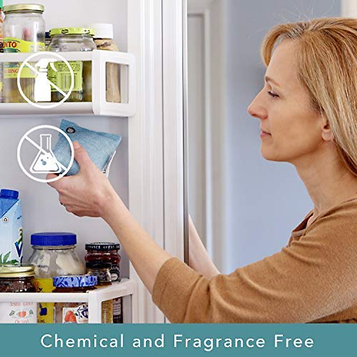 Moso Natural Air Purifying Bag for the Refrigerator and Freezer. (2 Pack) A Scent Free Odor Eliminator and Produce Saver