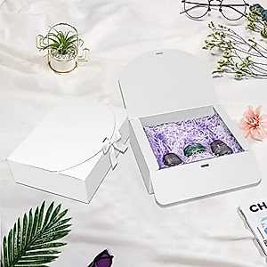 BoShahai 10 PCS Gift Boxes with Lids, 10.6x7.8x3.1 Inch Kraft Paper Gift Box, White Gift Boxes with Ribbon, Bridesmaid Proposal Box for Wedding, Packaging, Present, Birthday, Cupcake Boxes