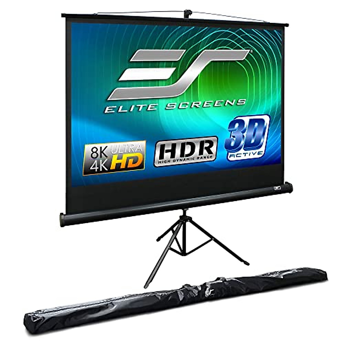 Elite Screens Tripod Series, 60-INCH 16:9, Indoor Outdoor Projector Screen, 8K / 4K Ultra HD 3D Ready, US Based Company 2-YEAR WARRANTY, T60UWH, black - US Based Company 2-YEAR WARRANTY