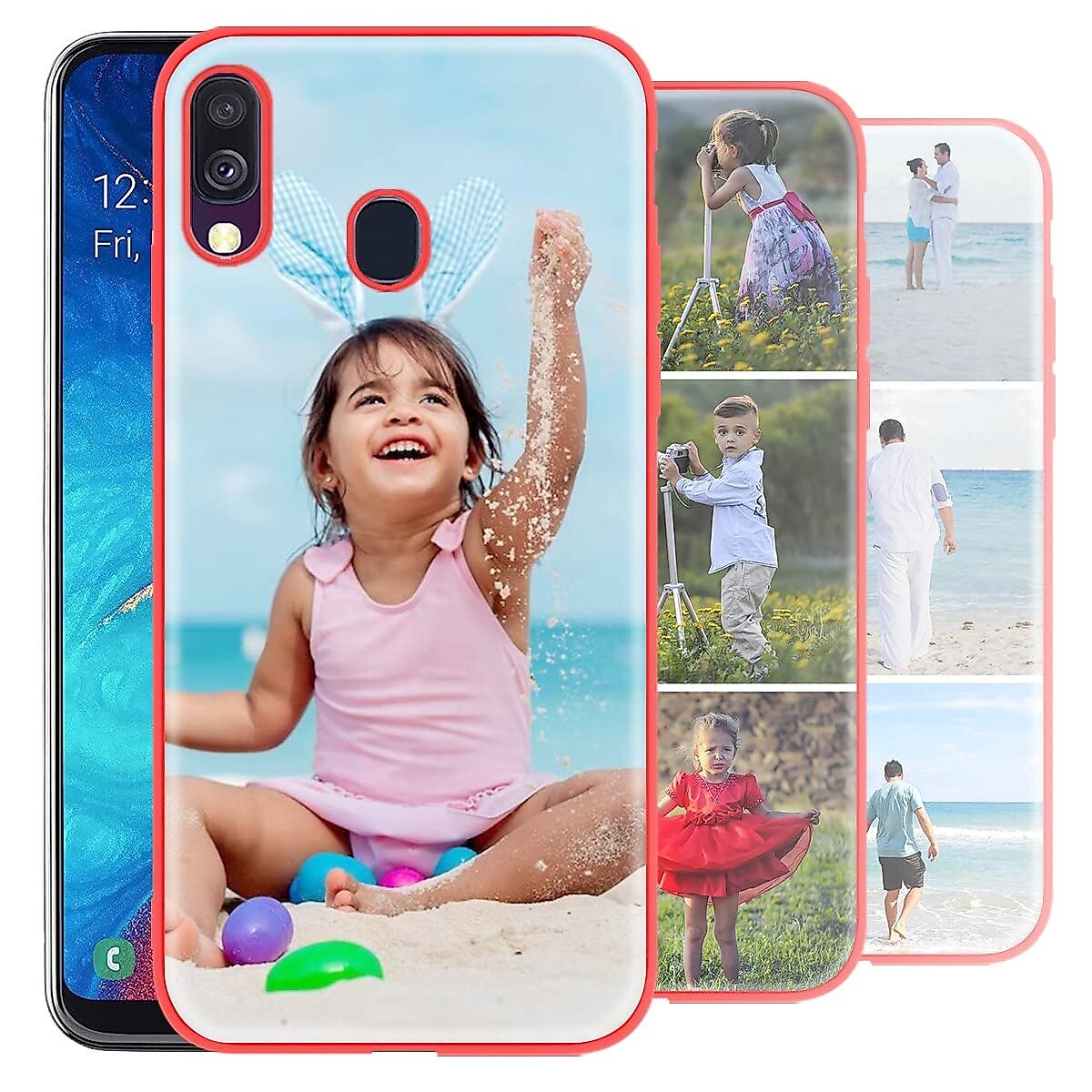 Eouine Custom Phone Case for Samsung Galaxy A40 (5.9") - Personalized Picture Phone Cases Red nsparent Customizable Funda Customize Photo Text Design Cover - Customized Own Phone Case