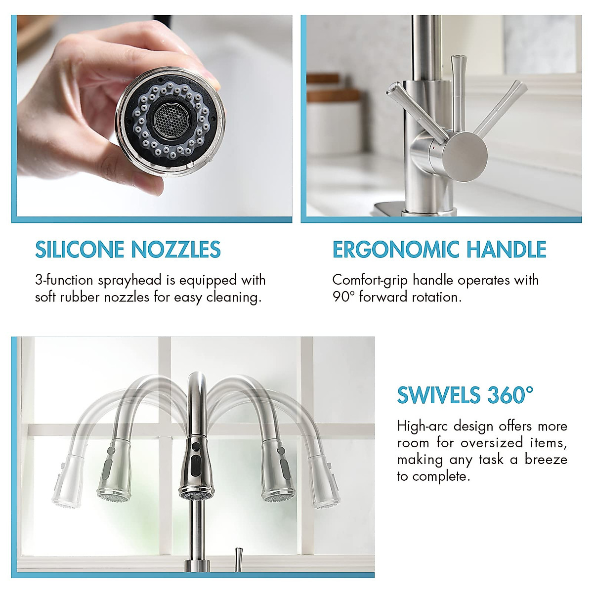 GUUKAR Kitchen Sink Faucet with Pull Down Spray, Touchless Kitchen Faucet Brushed Stainless Steel