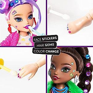Far Out Toys GLO-UP Girls Season 2 Kenzie African American Girl Fashion Doll, Dazzling Jewelry, Hair Gems, Accessories, Fashions, Face Stickers, Makeup, Nails