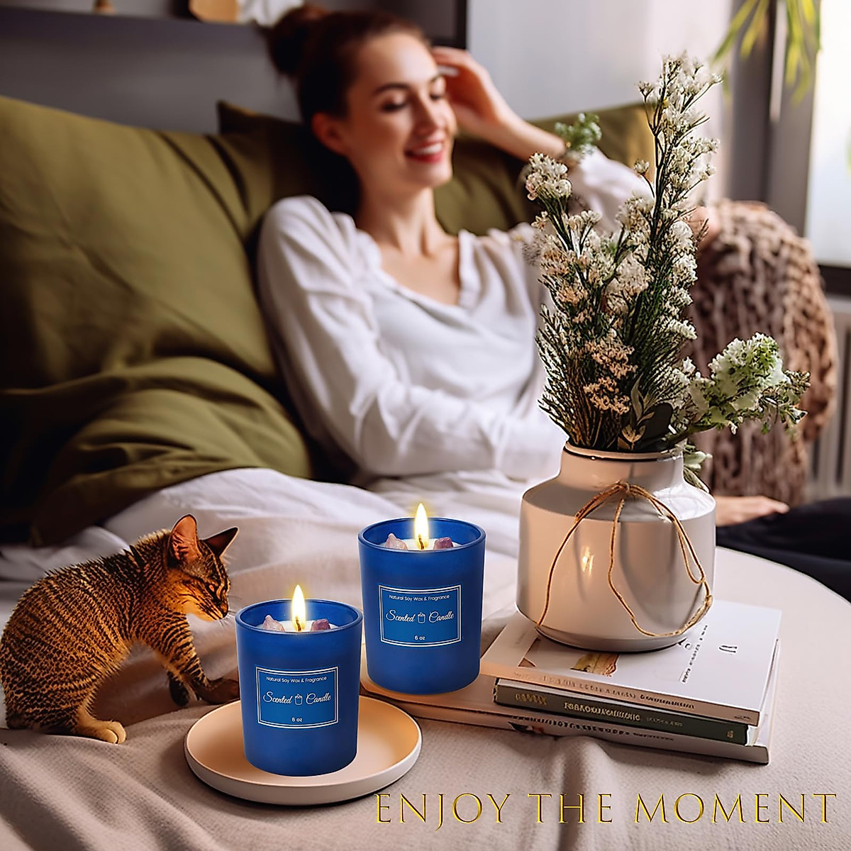 Scented Candles for Home, Natural Soy Wax Candle, Lavender Scented Candle, Aromatherapy Candle Gift Set, Suitable for Wedding, Birthday, Christmas, Valentine's Day, Mother's Day Gifts