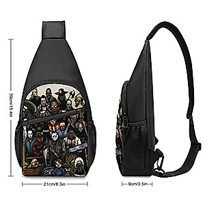 Lifekuaile Horror Characters Movie Halloween Themes Lightweight Shoulder Bag Sling Crossbody Bag Packable One Strap Backpack Anti-Theft Gym Bag for Hiking Travel Cycling Chest Bag