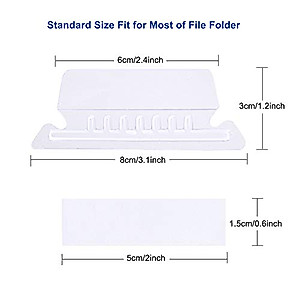 File Folder Tabs, 100+200 Sets Hanging File Folder Tabs with Inserts for Hanging Folders, 2 Inch Clear Plastic Hanging File Tabs for Quick Identification