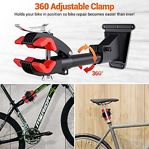 Sportneer Bike Repair Stand: 360 Rotatable Wall Mounted Removable Bike Clamp - Adjustable Home Bicycle Maintenance Stand with 2 Mounting Plates for Diameter of 1-1.6’’ Bicycle