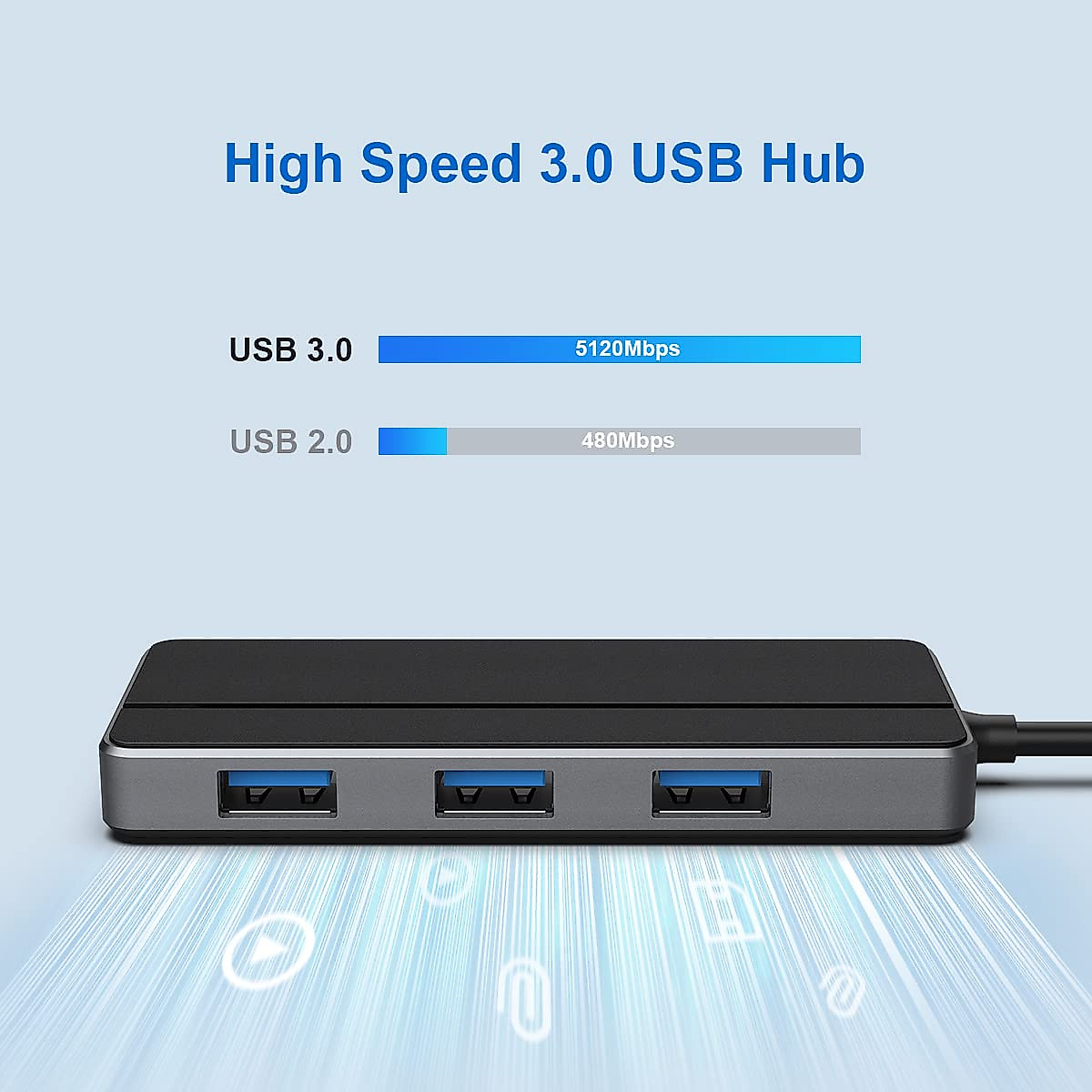 GARMESE USB Hub,4-Port USB 3.0 Hub High Speed Ultra-Slim Data USB Hub Multiport Expander with Charging Port for Chromebook, PC, USB Flash Drive, Mouse, Keyboard