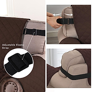 H.VERSAILTEX Reversible Loveseat Couch Cover for 2 Cushion Couch Water Resistant Loveseat Cover for Living Room Quilted Furniture Couch Cover Washable Couch Protector(Loveseat, Brown/Beige)