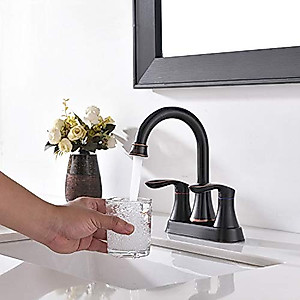 Comllen Oil Rubbed Bronze Bathroom Faucet Centerset 4 Inch Two Handle Bathroom Sink Faucet with Swivel Spout Bronze Faucet for Bathroom Sink Without Pop up Drain Water Supply Lines