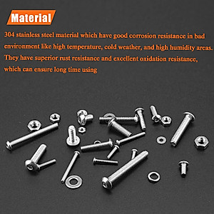 HELIFOUNER 1500 Pieces M2 M3 M4, 304 Stainless Steel Button Head Socket Cap Metric Screws Bolts Washers Nuts Hardware Assortment Kit with Hex Wrenches