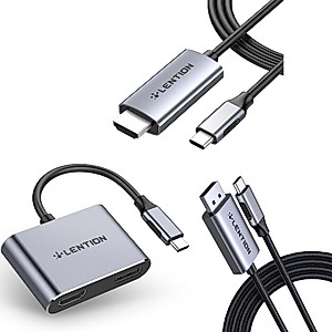 LENTION USB C to HDMI & DisplayPort Adapter 4K@60Hz/USB C to HDMI 2.0 Cable Adapter/USB C to DisplayPort Cable Adapter