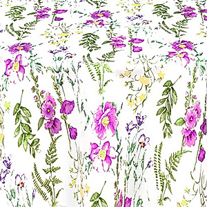 Newbridge Easter Wildflower Fields Floral Vinyl Flannel Backed Tablecloth, Spring Wild Flowers Easy Care Vinyl Tablecloth with Flannel Backing, 60 Inch x 120 Inch Oblong/Rectangle
